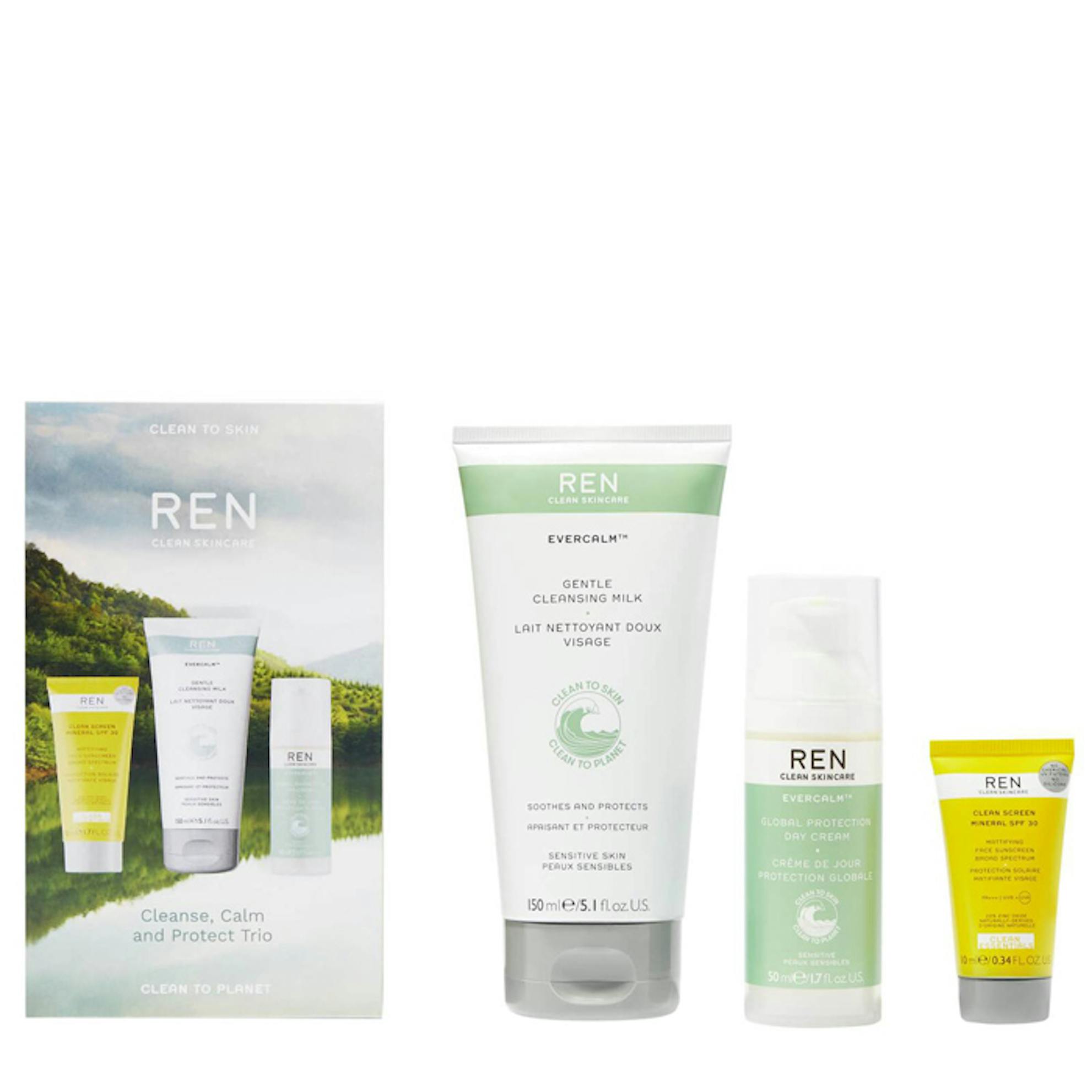Ren Calm And Protect Skin Care 210ml Gift Set | The Fragrance Shop